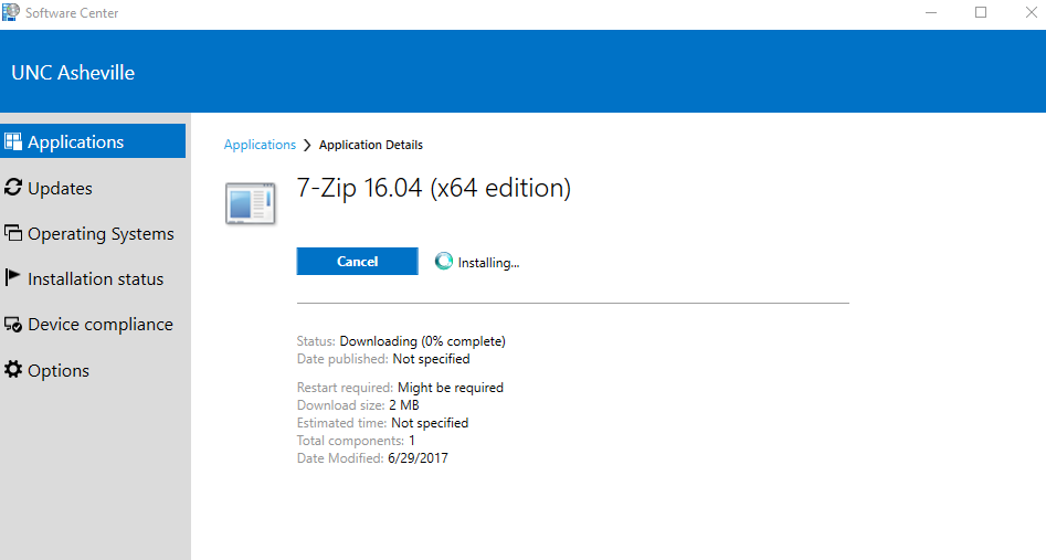 Installing Software and Updates via Software Center