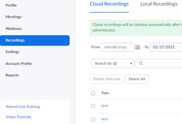 Zoom Recording playback range trimming
