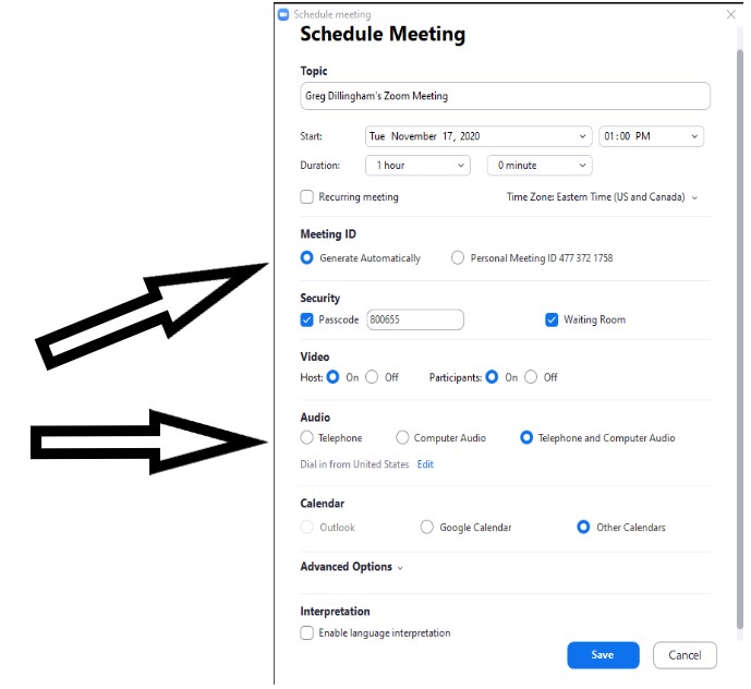 Scheduling Zoom Meeting sessions