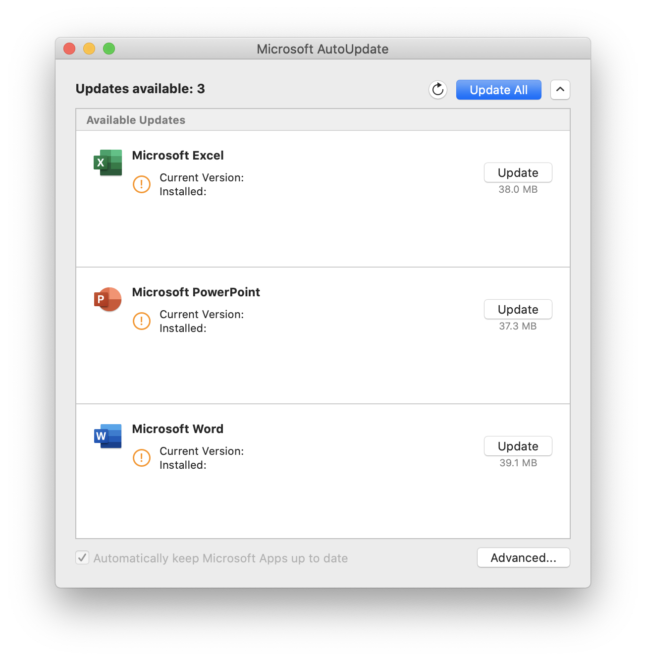 Using Microsoft AutoUpdate on macOS
