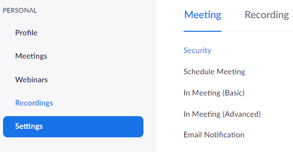 Group level meeting and recording settings