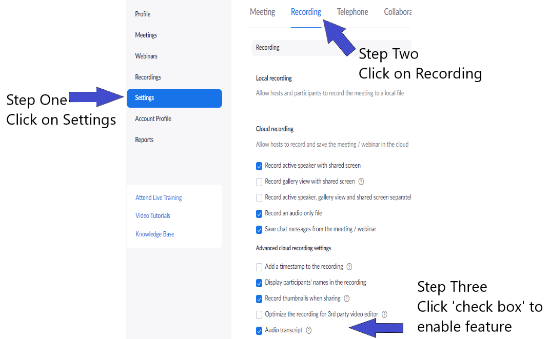 Cloud Recording Audio Transcription