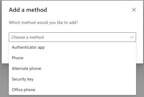 Adding and Managing MFA Methods