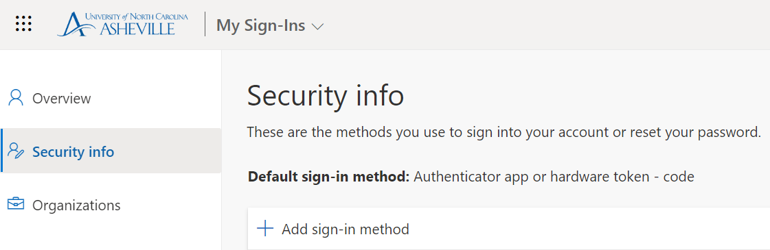 Adding and Managing MFA Methods